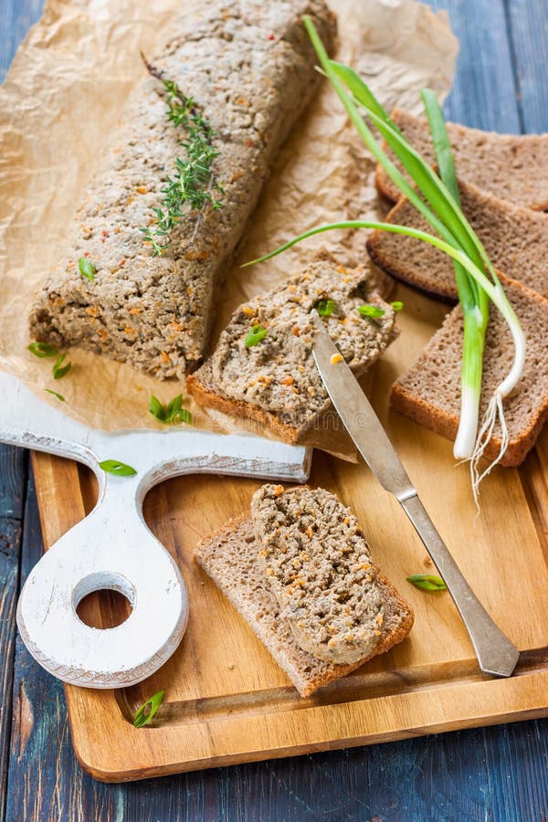 Liver paste on the board. stock image. Image of goose - 76951811