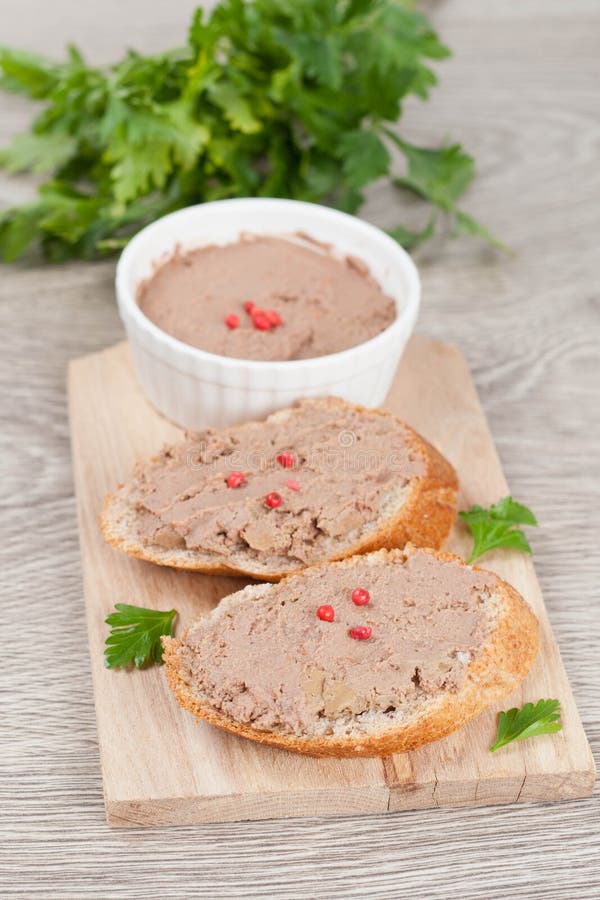 Liver Pate with Pink Pepper on Toasted Bread Stock Photo - Image of ...
