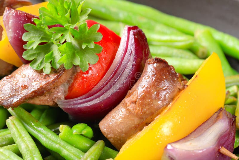 Liver Skewer with Green Beans Stock Image - Image of cooking, lunch ...