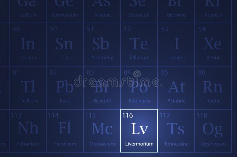 Livermorium Element Glowing in a Dark Periodic Table Stock Vector ...