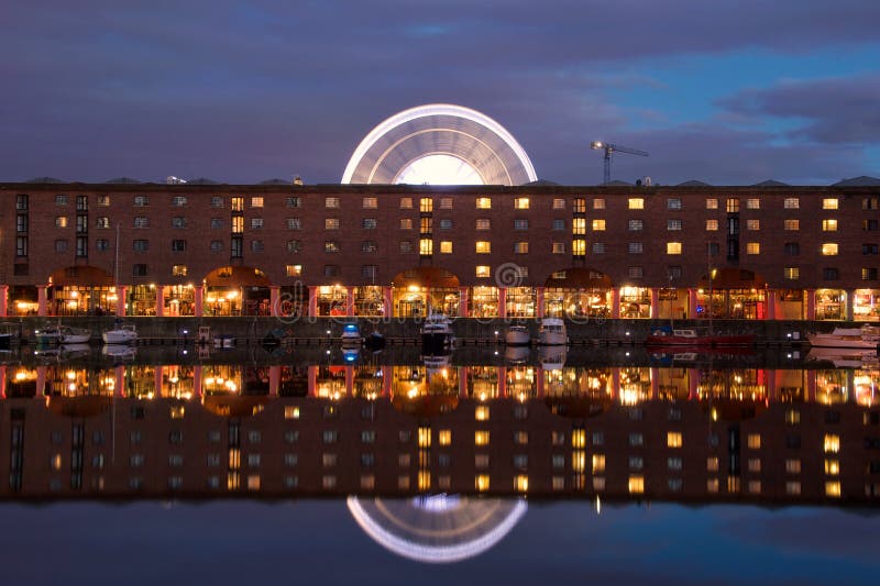 Liverpool Albert Dock and Ferris Wheel Stock Photo - Image of building ...