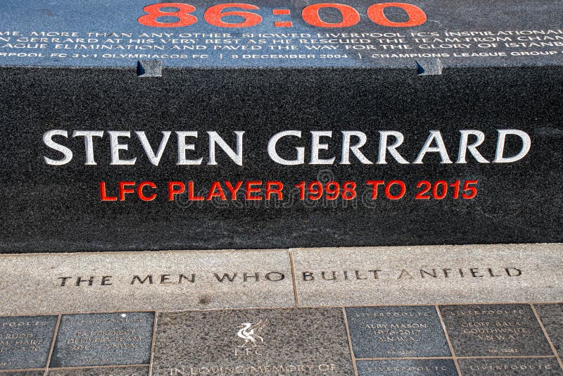 Anfield Forever Engraved Stone by LFC Player Steven Gerrard . Editorial ...
