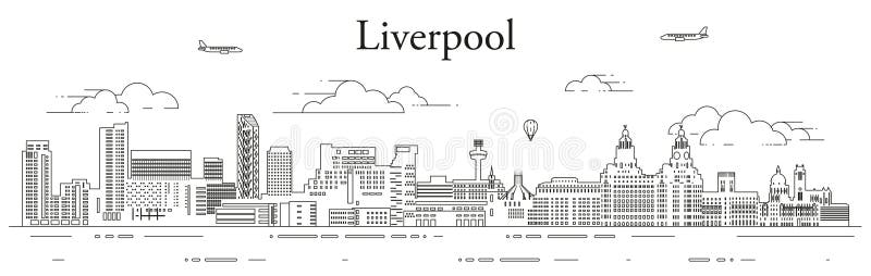 Liverpool Cityscape Line Art Vector Illustration Stock Vector ...