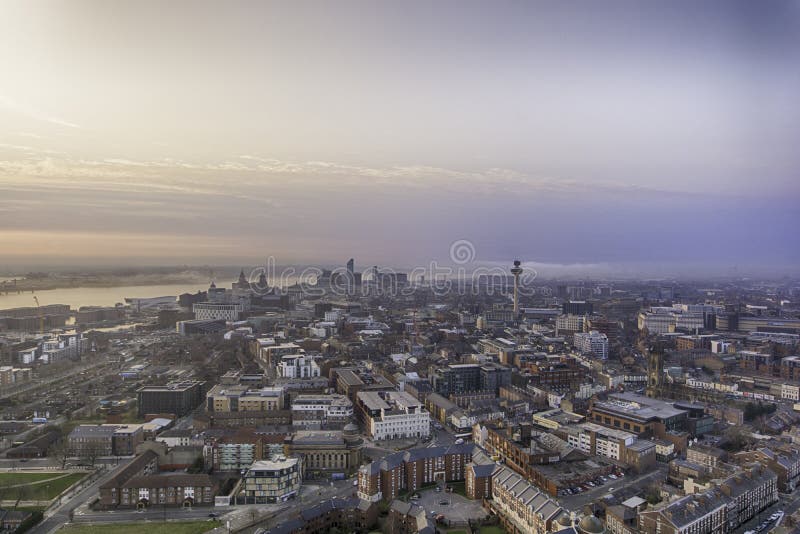 Liverpool Cityscape sunset stock photo. Image of dock - 61238292