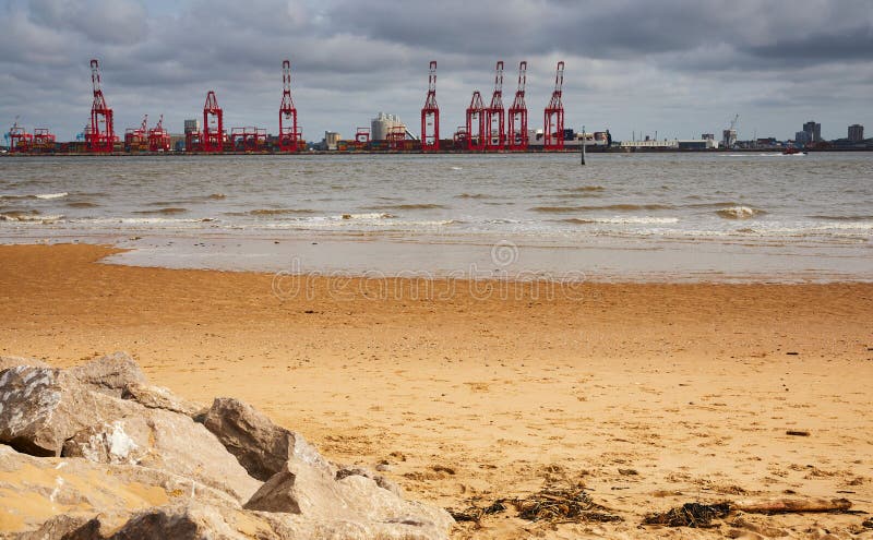 Liverpool Docks from New Brighton Stock Photo - Image of urban ...