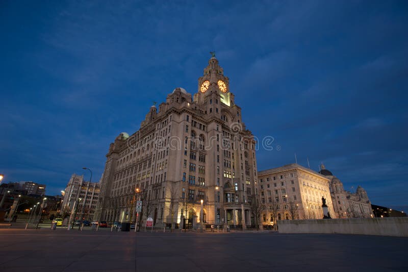 Liverpool Royal Liver Building Stock Photo - Image of illuminated ...