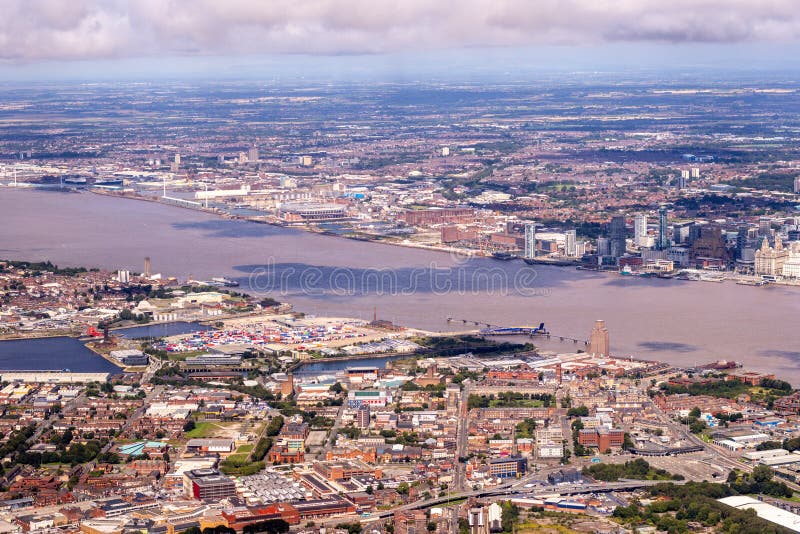 Liverpool Seen from the Air Stock Image - Image of mersey, skyline ...