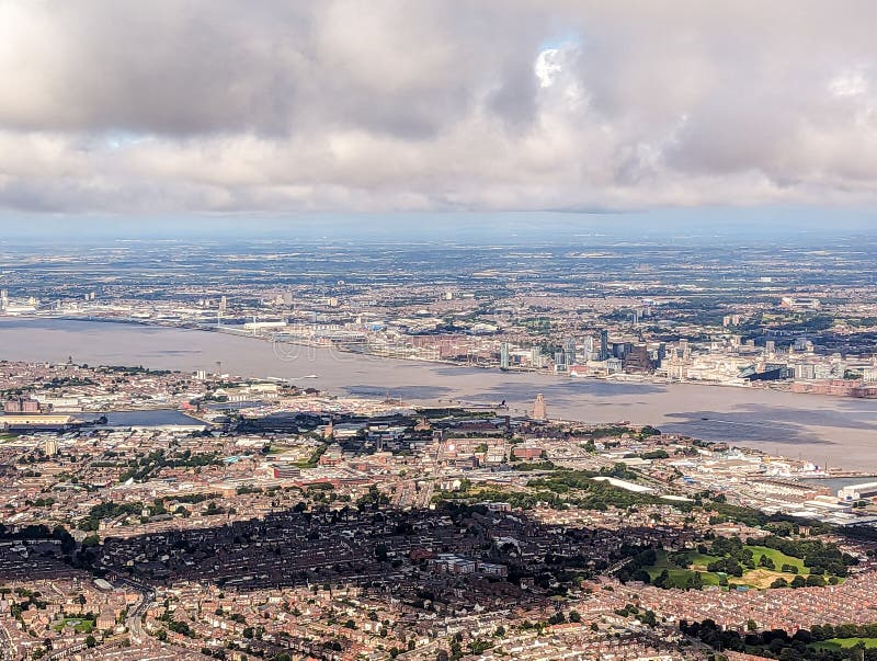Liverpool Seen from the Air Stock Photo - Image of liver, england ...