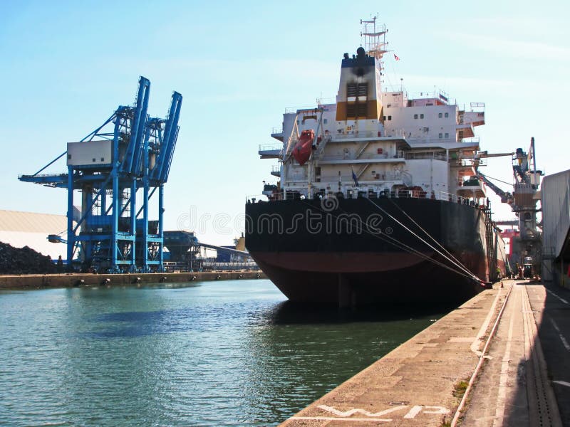 Liverpool, UK, May, 12,2019. Cargo Terminal for Unloading Bulk Cargo ...