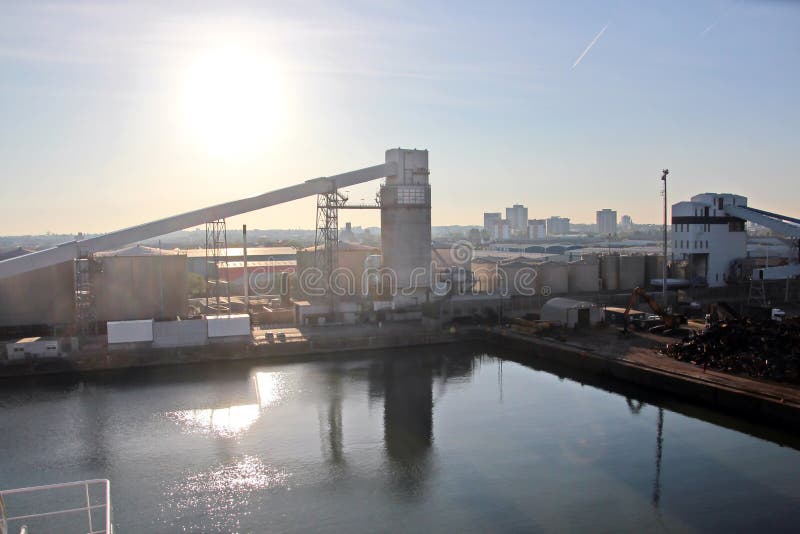 Liverpool, UK, May, 12,2019. Cargo Terminal for Unloading Bulk Cargo ...