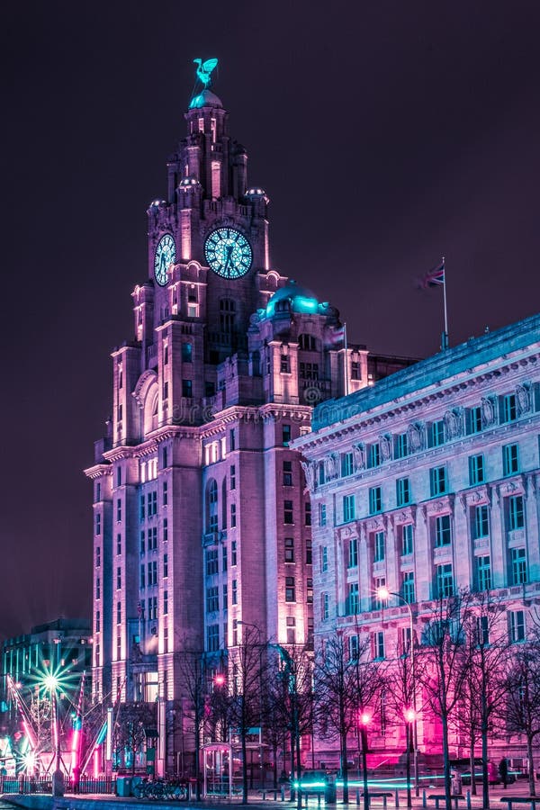 Liverpool Waterfront in Purple. Stock Photo - Image of architecture ...