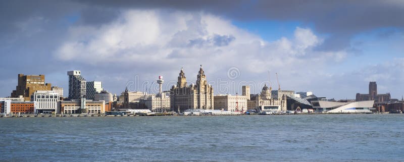 Liverpool Waterfront and the River Mersey Editorial Stock Image - Image ...