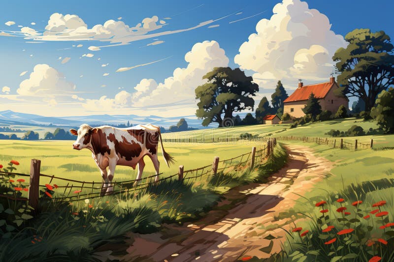 Livestock Grazing Outside the Farm. Stock Photo - Image of herd, europe ...