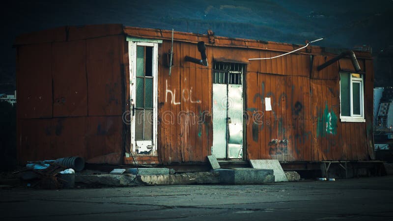 A Living Cabin Made of Metal Shipping Container Stock Photo - Image of ...