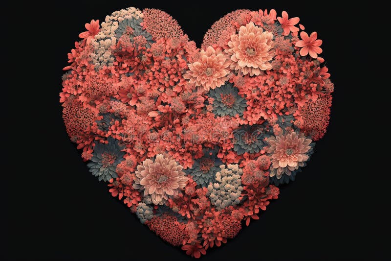Living Coral Color of the Year 2019 Heart Shape. Generative AI Stock ...