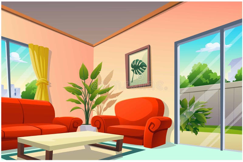 Living Corner in the House in the Morning Stock Vector - Illustration ...