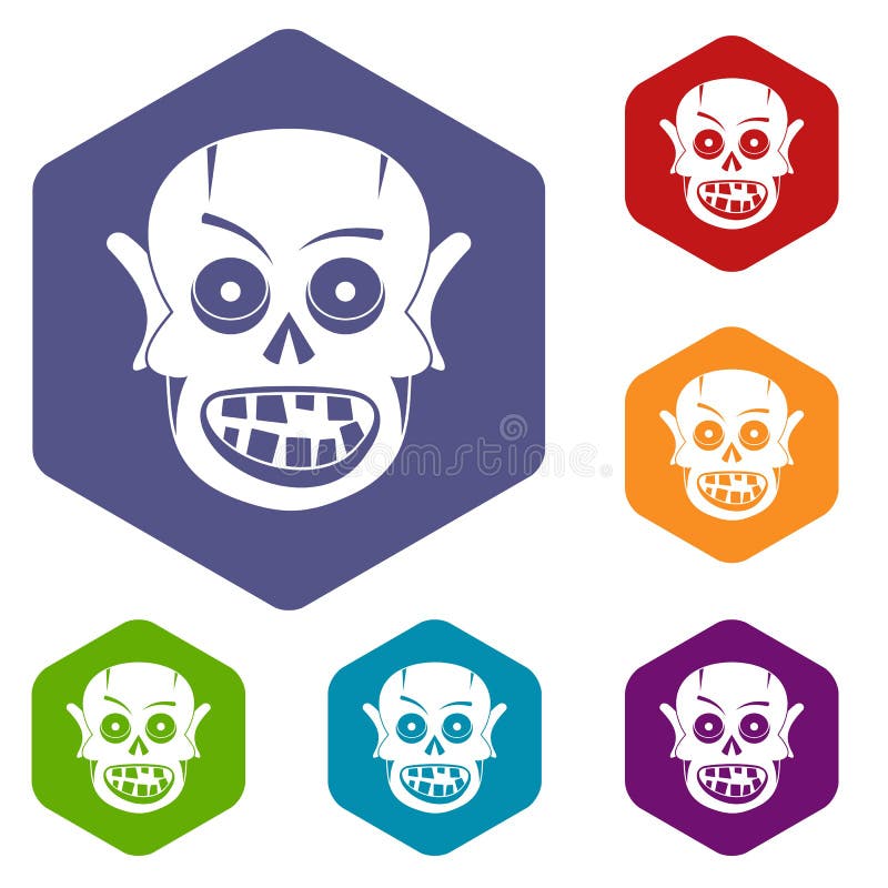 Living Dead Icons Set Hexagon Stock Vector - Illustration of graveyard ...