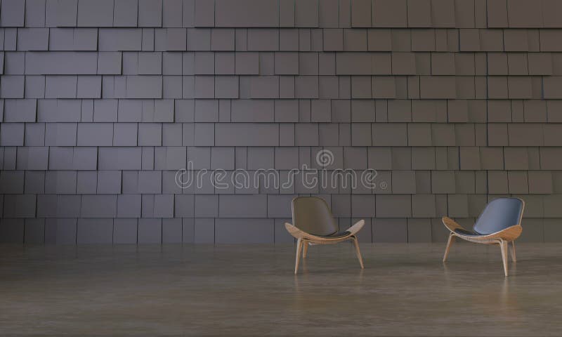 Living Display and Chair on Contemporary Modern Wall Stock Illustration ...