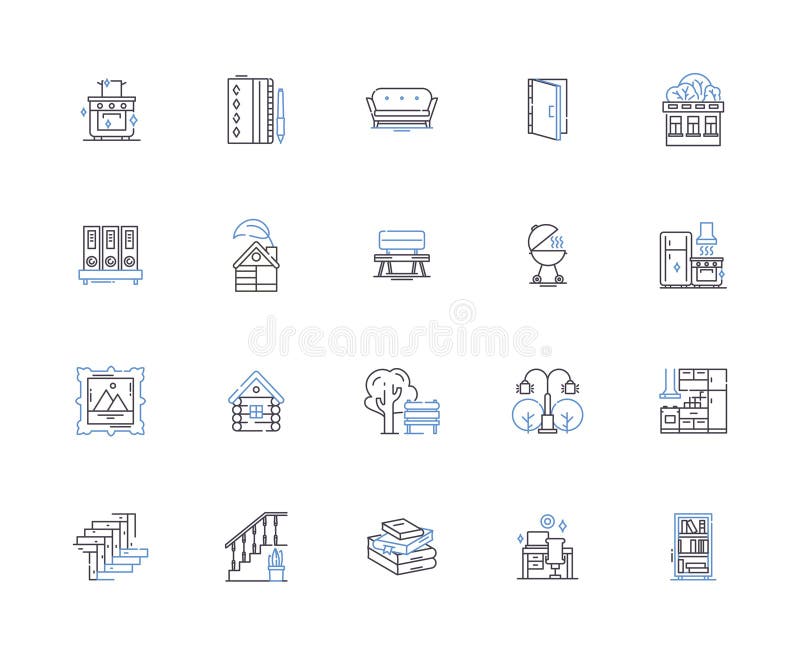 Living at Home Outline Icons Collection. Dwell, Reside, Abide, Occupy ... Living at Home Outline Icons Collection. Dwell, Reside, Abide, Occupy ...
