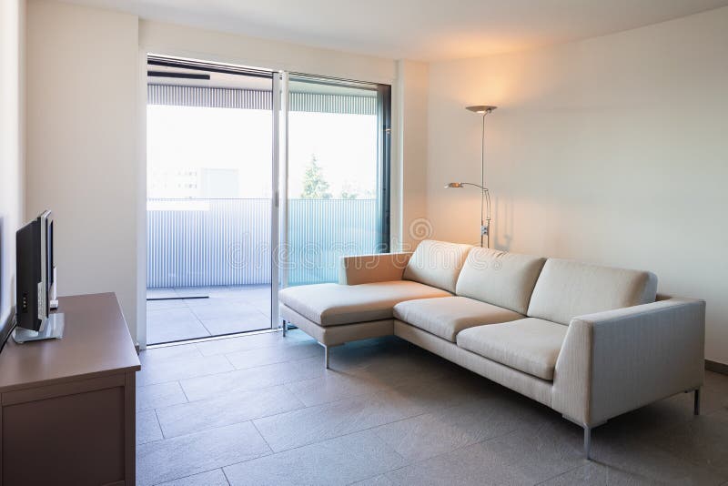 Living in Modern Apartment with Design Sofa Stock Image - Image of ...