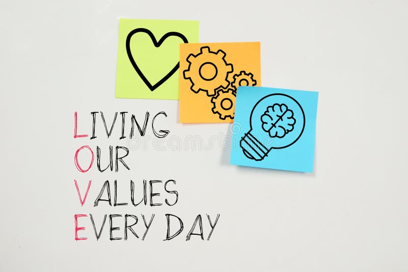 Living Our Values Every Day LOVE is Shown Using the Text Stock Image ...