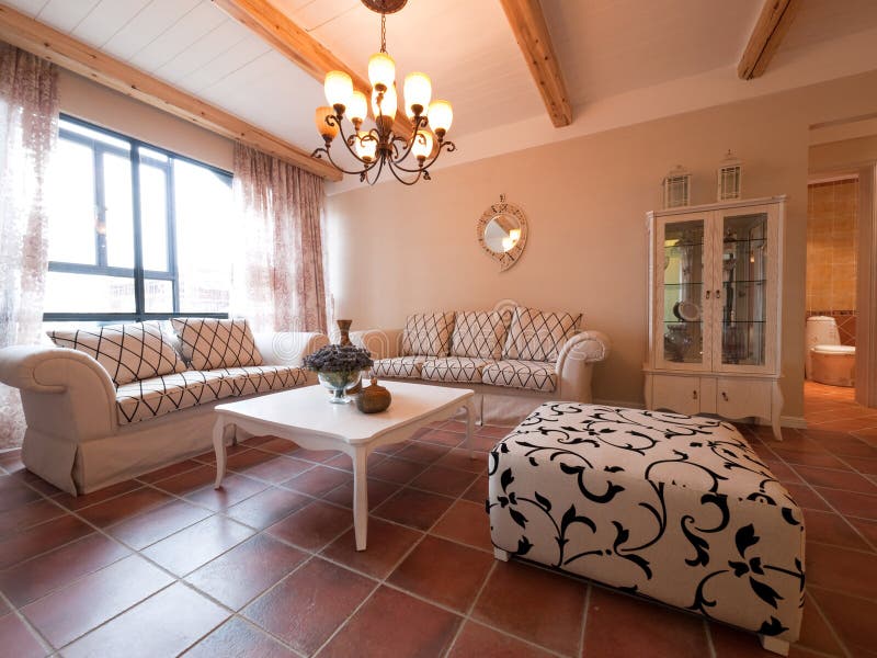 Living Room Coach Black Sofa Silver Furniture Stock Image - Image of ...