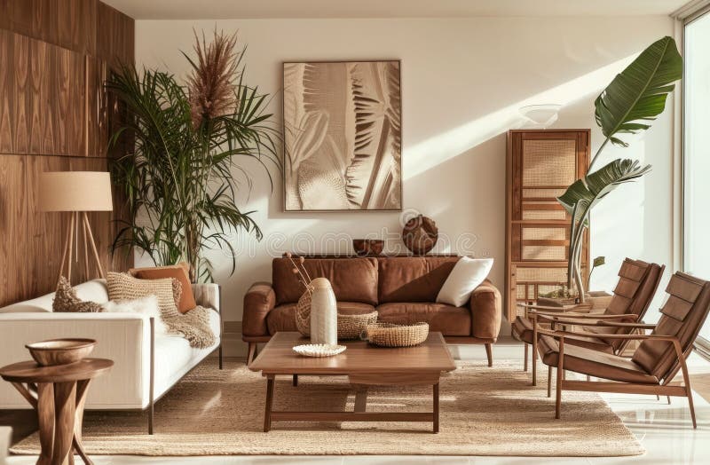A Living Room with a Brown and Beige Color Scheme Stock Photo - Image ... A Living Room with a Brown and Beige Color Scheme Stock Photo - Image ...
