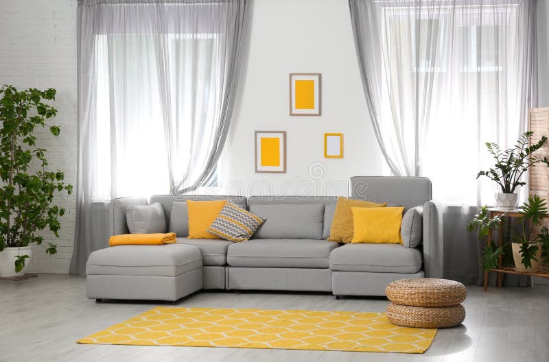 Living Room with Comfortable Sofa and Decor. Idea for Interior Design ...