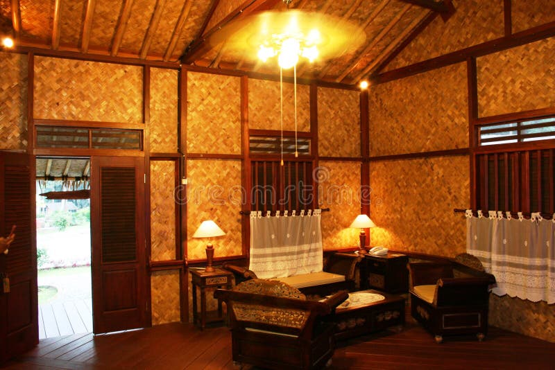 Traditional and Antique Javanese Style Living Room Villa in Bali Stock ...