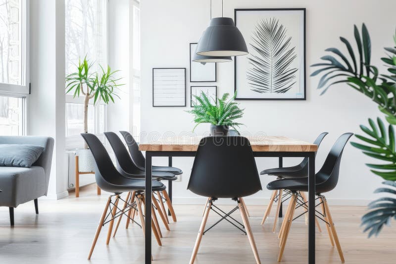 Living Room with Couch, Table, and Chairs Stock Image - Image of sofa ...