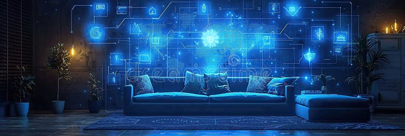 A Living Room with a Couch and a Wall with a World Map Stock Photo ...