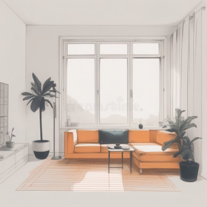 Living Room with Empty Space. Interior Design. 3d Rendering Living Room ...