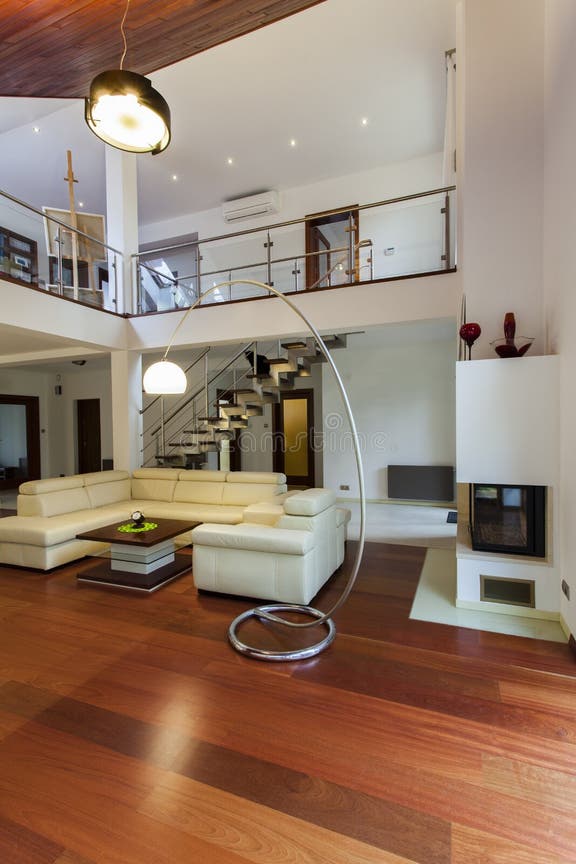 Living room and entresol stock image. Image of fireplace - 29677033