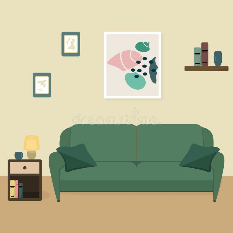 Living Room Flat Style Vector Illustration for Design Stock Vector ...