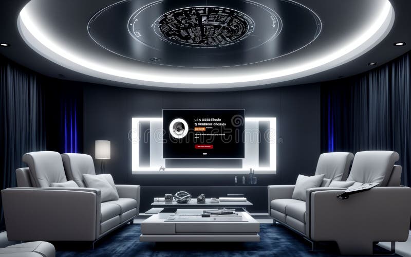 The Living Room of the Future World is Modern and Has a Digital ...