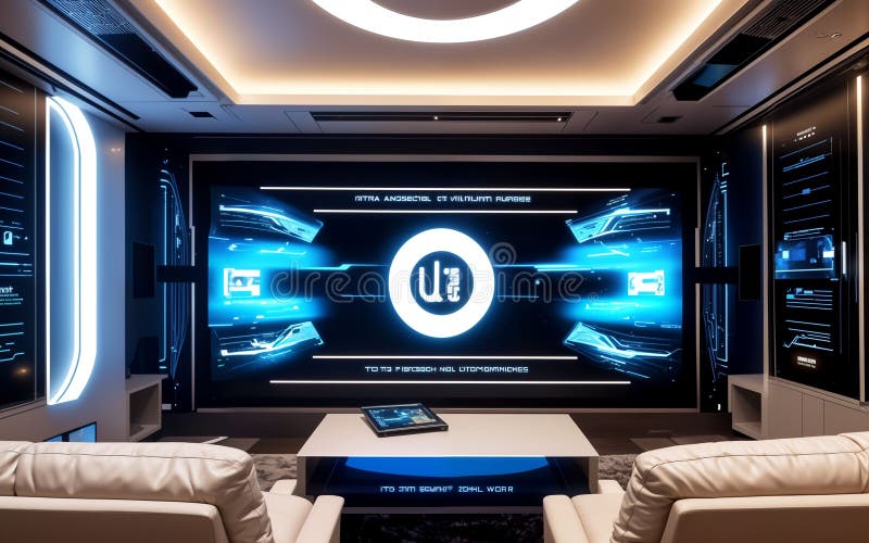 The Living Room of the Future World is Modern and Has a Digital ...