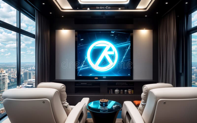 The Living Room of the Future World is Modern and Has a Digital ...