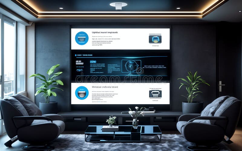 The Living Room of the Future World is Modern and Has a Digital ...