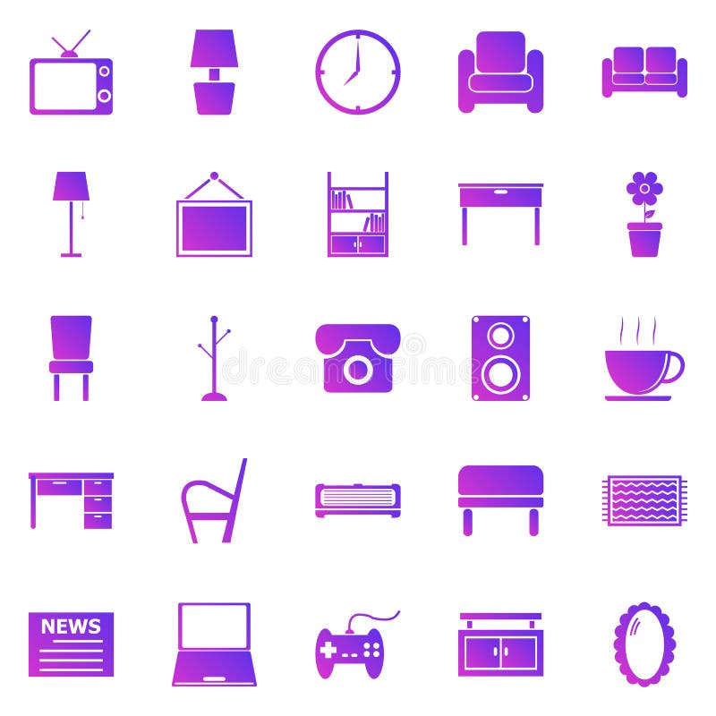 Living Room Icons on White Background Stock Vector - Illustration of ...