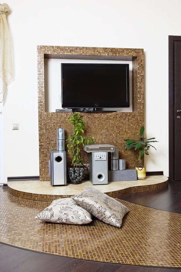 Composition of Modern Bright Living Room Stock Image - Image of brown ...