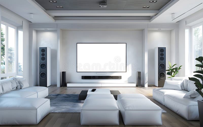 Living Room in High-Tech Interior, Technology Interior Concept ...