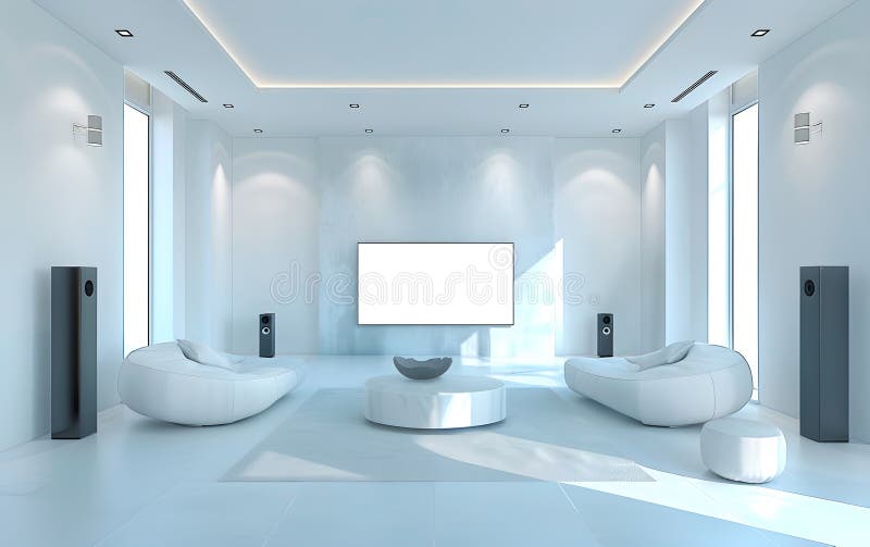 Living Room in High-Tech Interior, Technology Interior Concept ...