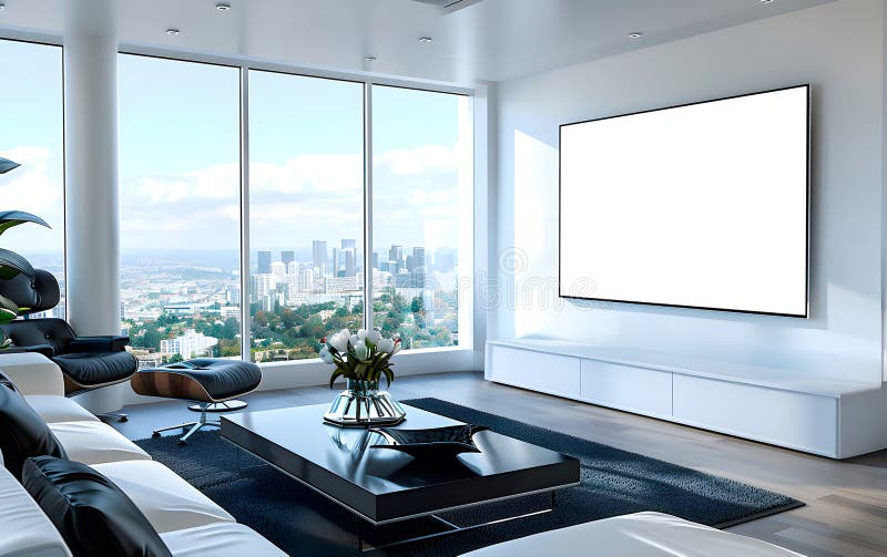 Living Room in High-Tech Interior, Technology Interior Concept ...