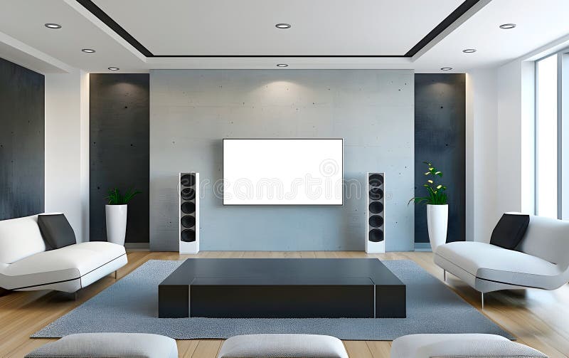 Living Room in High-Tech Interior, Technology Interior Concept ...