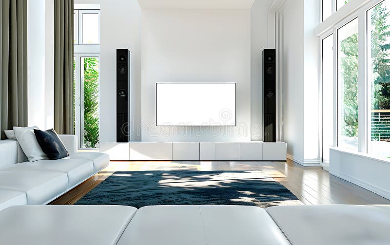 Living Room in High-Tech Interior, Technology Interior Concept ...