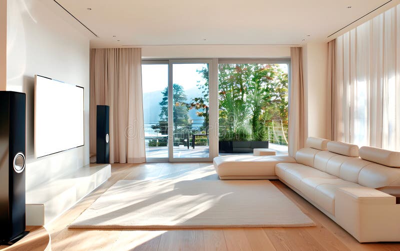 Living Room in High-Tech Interior, Technology Interior Concept ...