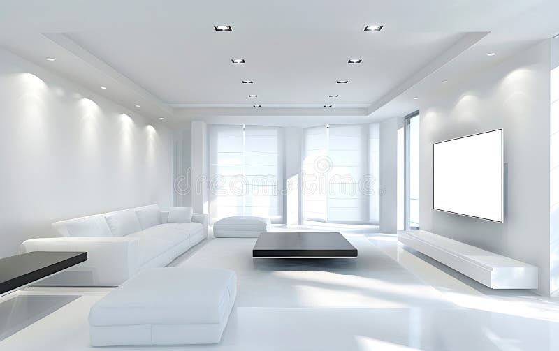Living Room in High-Tech Interior, Technology Interior Concept ...