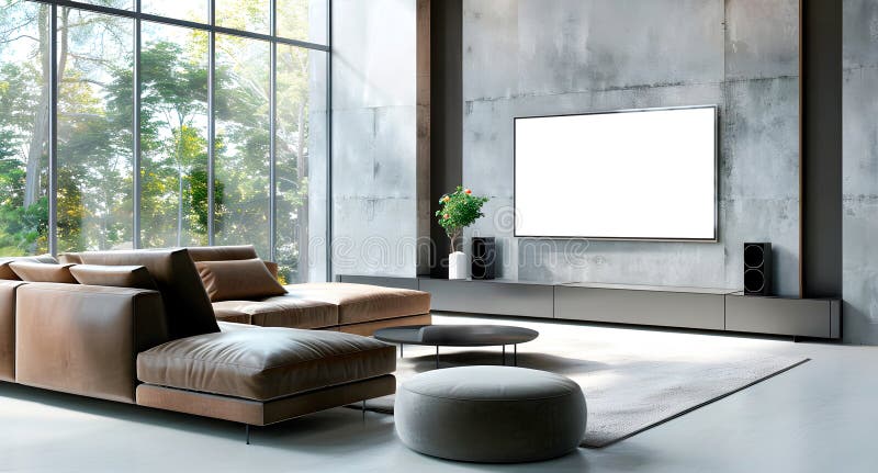 Living Room in High-Tech Interior, Technology Interior Concept ...