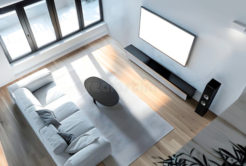 Living Room in High-Tech Interior, Technology Interior Concept ...