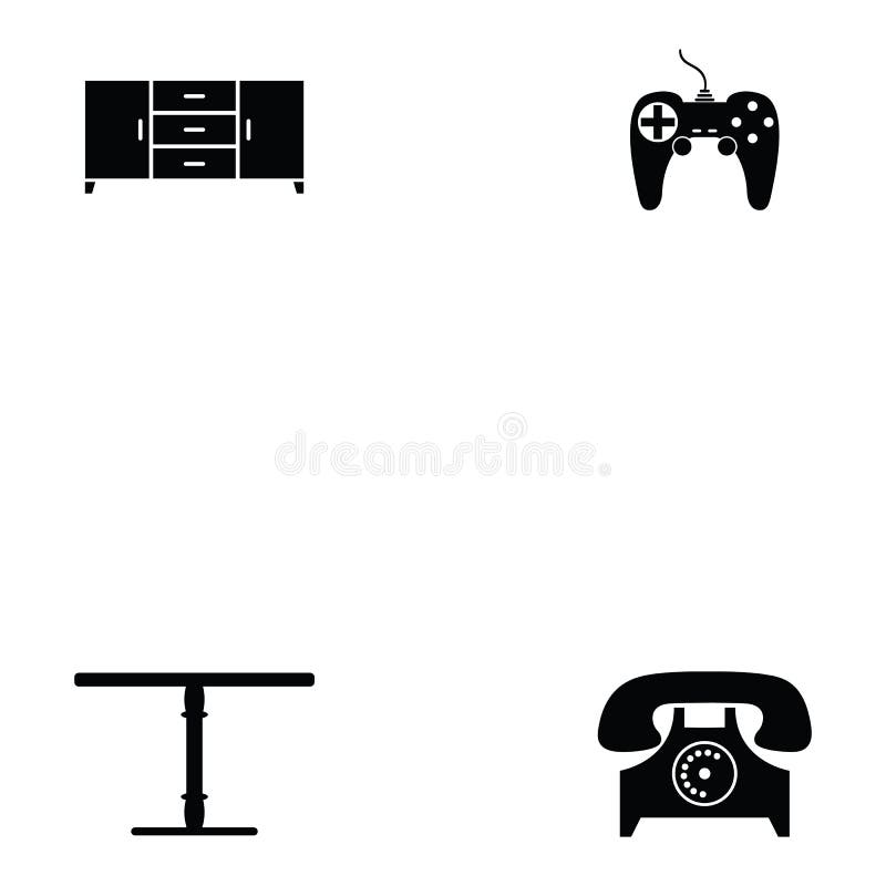 Living room icon set stock vector. Illustration of interior - 120567004